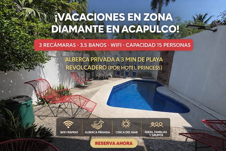 A 3 Min. De Playa, Casa Con Alberca Privada - Acapulco de Juárez
