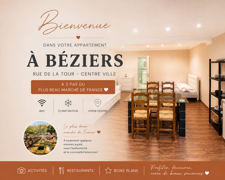 La Suite Centre Béziers – à 2 Pas Des Halles +Clim - Béziers