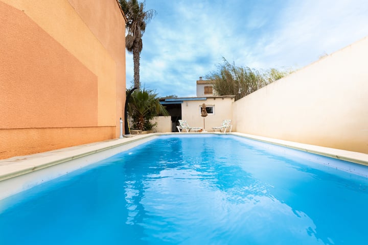 L'abricotier Villa | 8 P | Piscine Clim 10' Plage - Sauvian