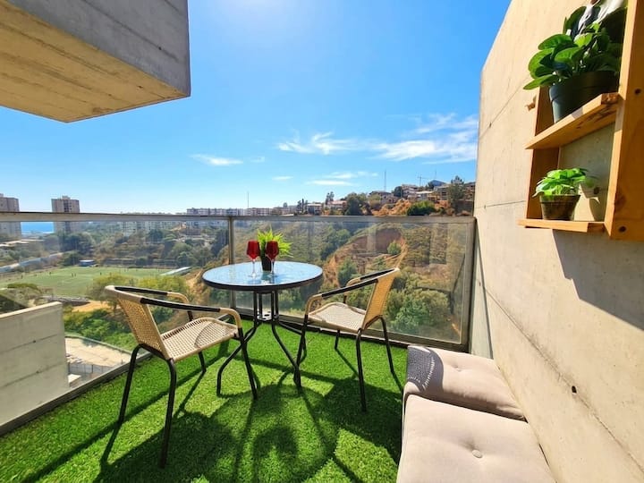 Estudio Premium En Viña: Terraza, Vistas Y Piscina - Valparaíso