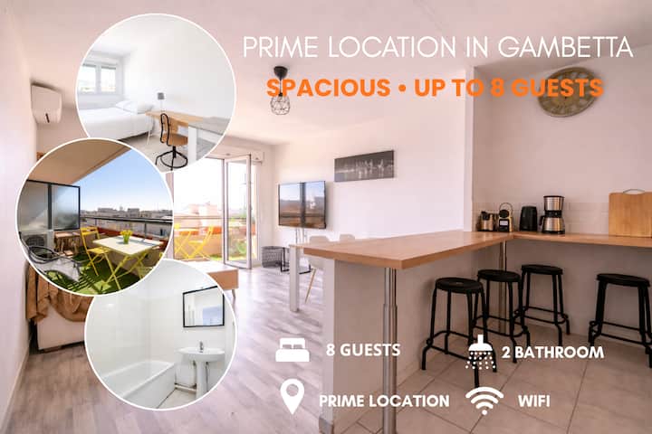 Suite Paladium 8pax 4 Rooms Balcony Wifi Ac - Nice