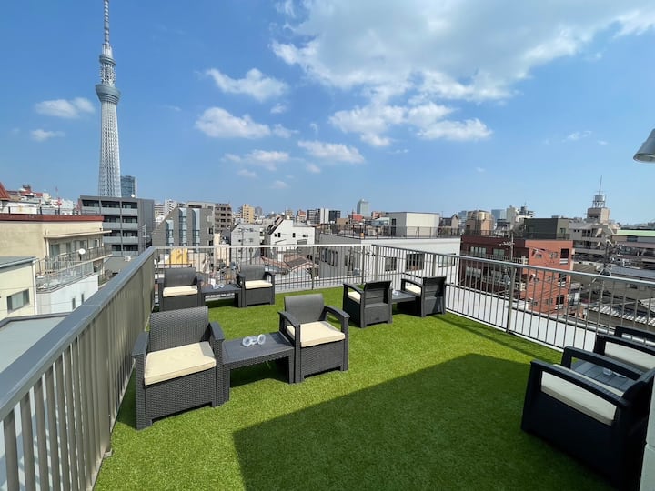 [Monthly] 4 Ppl/asakusa/skytree/rooftop View/wi-fi - Asakusa