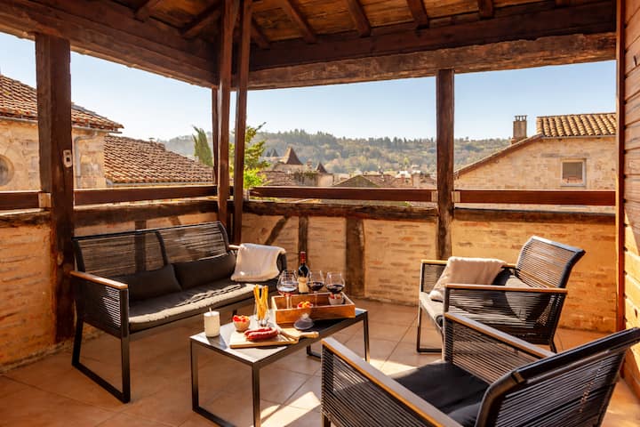 Vue Exceptionnelle +Terrasse, Clim, Centre, 6 Pers - Figeac