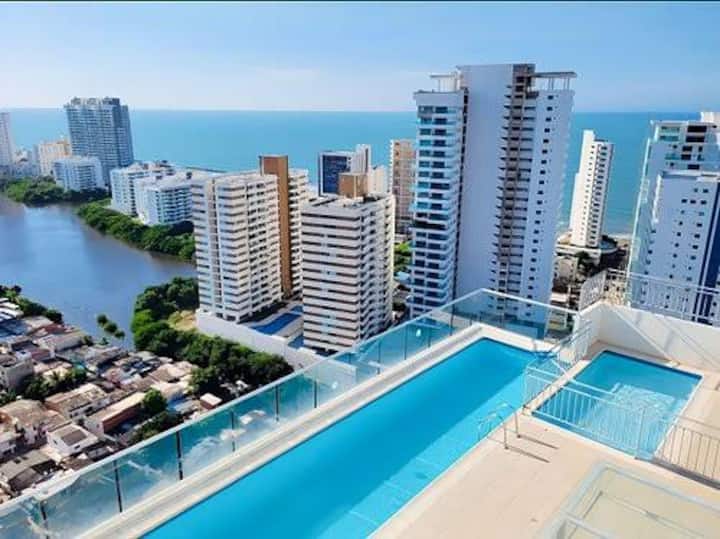 Encantador Apartamento Con Vista Al Mar - Cartagena, Colombia