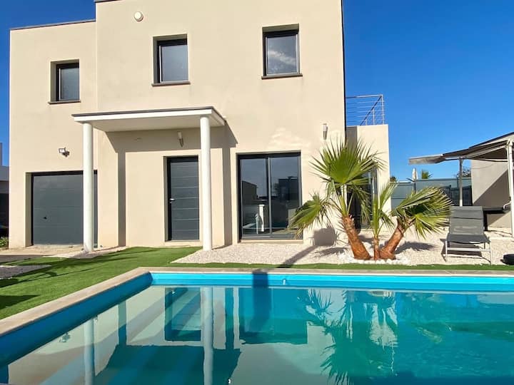 Villa Climatisée Pour 8 Personnes Avec Piscine Pri - Valras-Plage