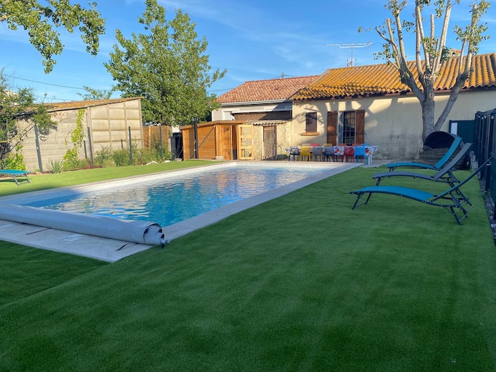 Villa Climatisée Avec Piscine, Cuisine D'été & Pét - Sérignan