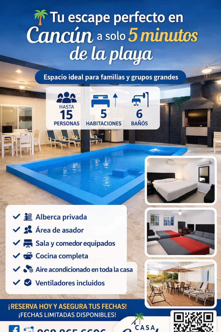 Casa Gacela Cancún Centro 16 Huéspedes + Alberca - Cancún