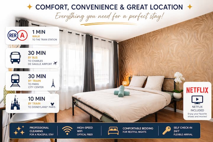 F3 Cosy Au Pied De La Gare – Disney & Paris - Torcy