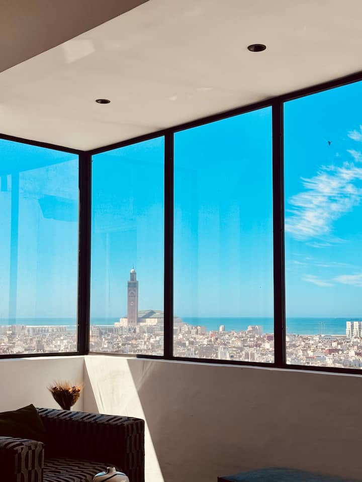 Penthouse Art Déco Avec Terrasses & Vue Hassan Ii - Casablanca