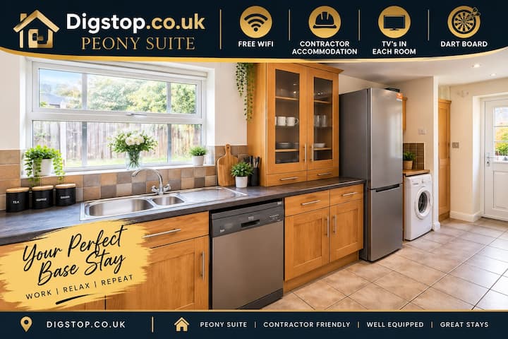 Peony Suite | Contractor House | Long Stays - Kettering, UK