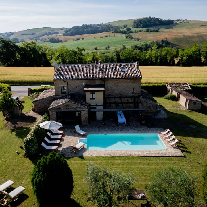 Dolce Canto Mogliano - Casale Con Piscina Privata - Marken