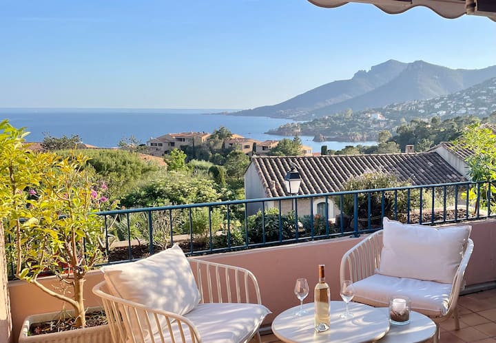 Duplex Vue Mer Plein Sud - Terrasse & Piscine - Théoule-sur-Mer