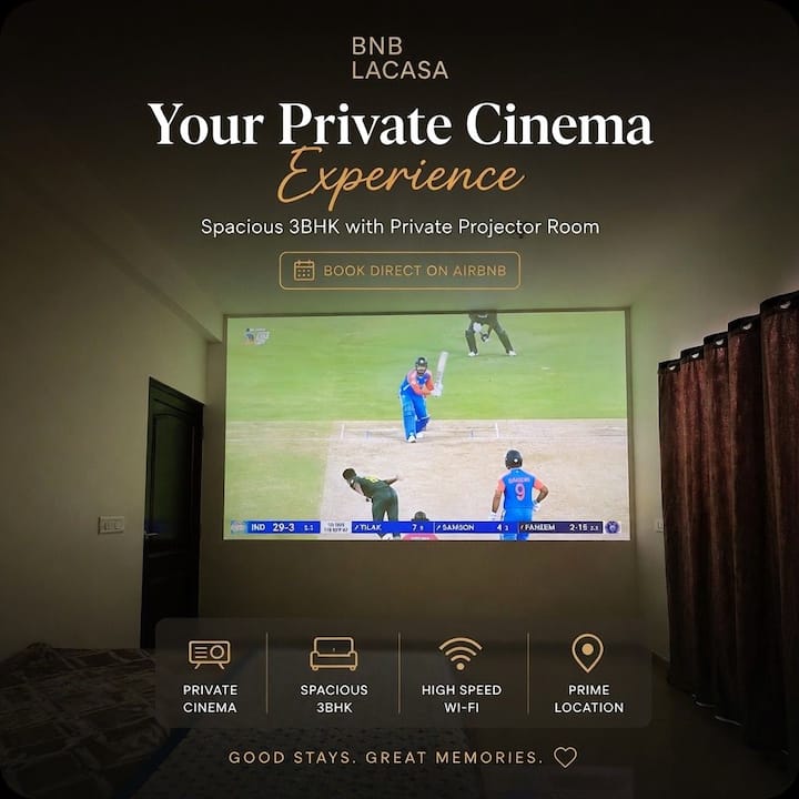 Sun-soaked 3 Bhk Sky-home | 150” Private Theater - Zirakpur