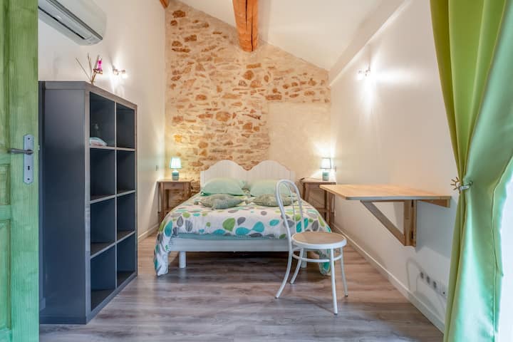 Chambre Olive Verte - Orange