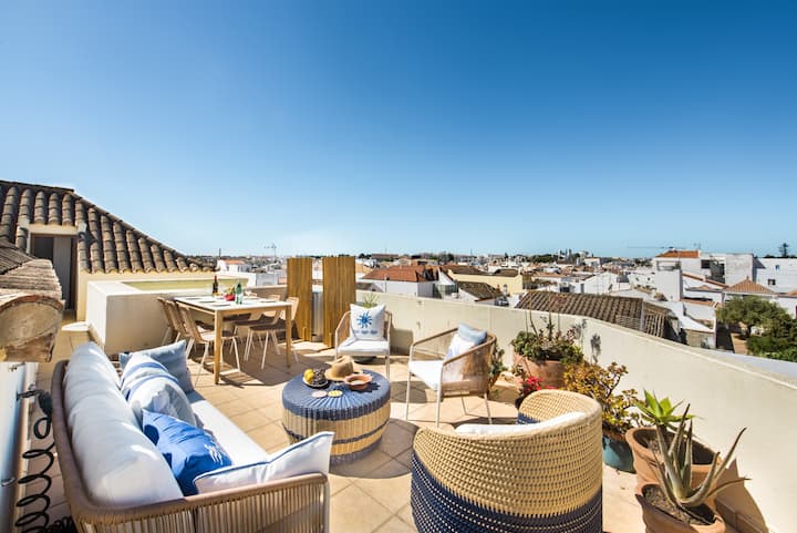 Terrasse Privée Avec Vue Sur La Ville - Tavira