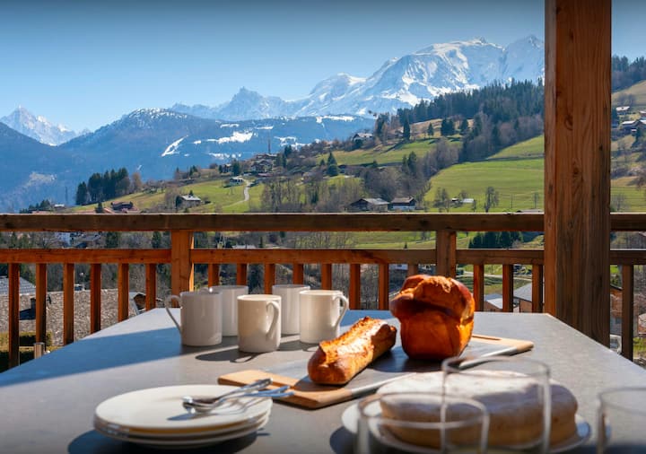 Vue Sur Les Montagnes Et Spa Partagé à Combloux - Megève