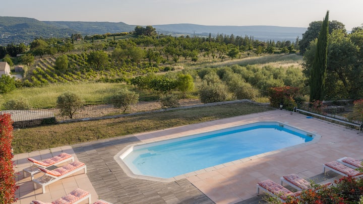 Gite 8 Personnes - Piscine - Vue Luberon Provence - Apt