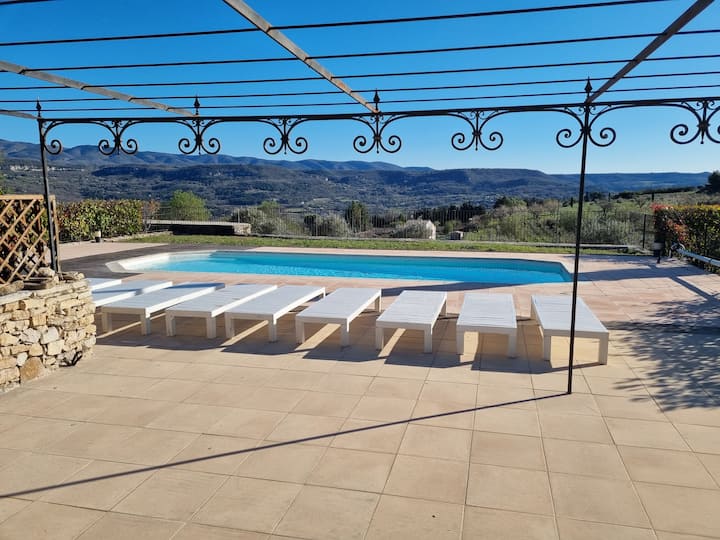 Gite 8 Personnes - Piscine - Vue Luberon Provence - Apt