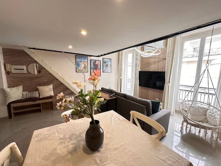 Duplex Luxe Design-carré Dor-plage à 2 Min-6 Pers - Nice