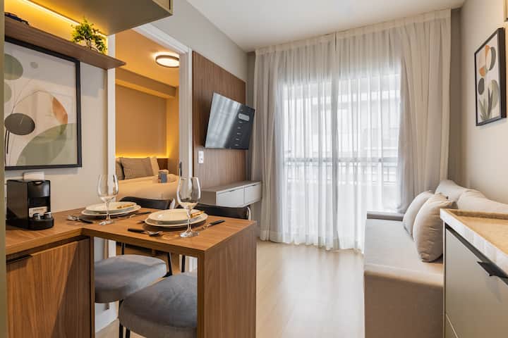 Apto Executivo 1br Vila Nova | Piscina, Ibira, A/c - Brasil