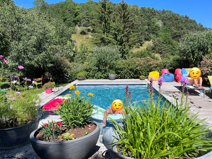 Maison En Pierres Avec Piscine Dans Le Vercors - Treffort