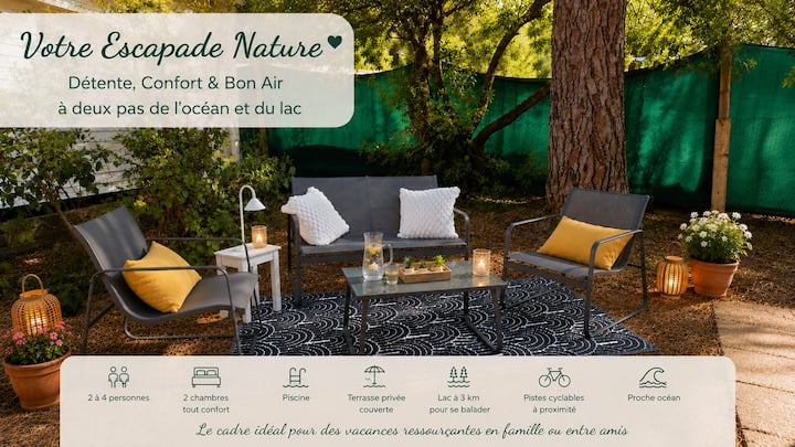 Mobil-home Tout Confort -Clim- Grand Extérieur - Lacanau