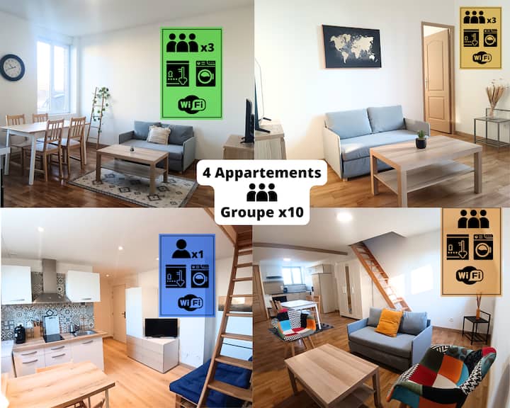 4 Apparts Privés | Proche Lille | Top Groupe 10max - Lille