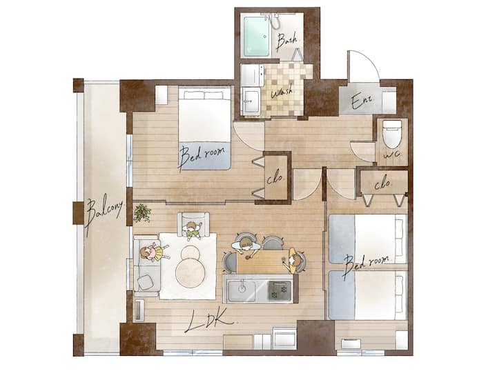 Open Sale 家族旅行｜60㎡2br｜6名可｜駐車場あり｜ショッピングモール徒歩6分｜c702 - Sapporo