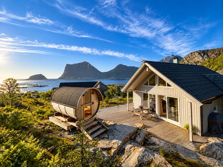 Haukland Beach Panorama - With Sauna - Noorwegen