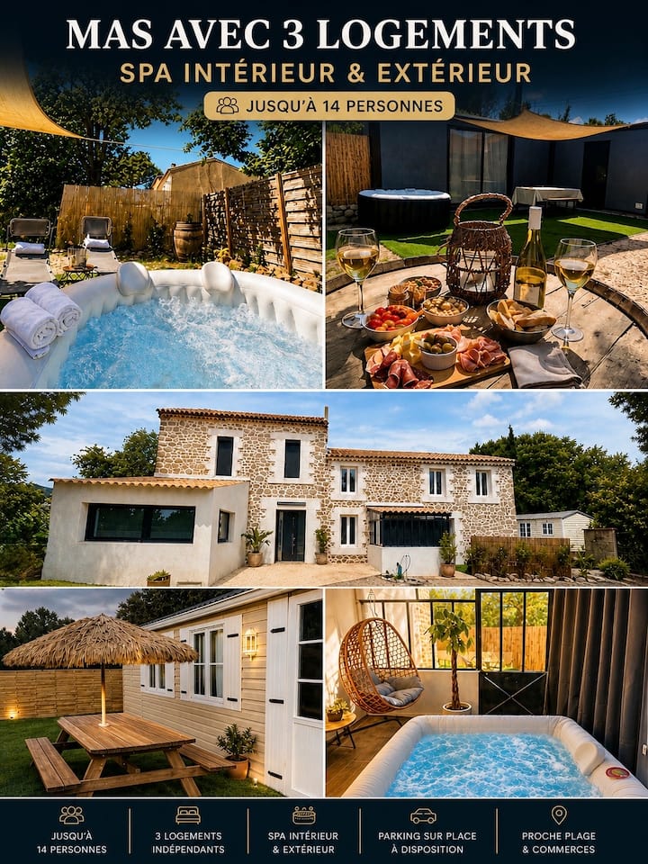 Mas Avec 3 Logements  10 à 16 Pers Jacuzzi - La Crau