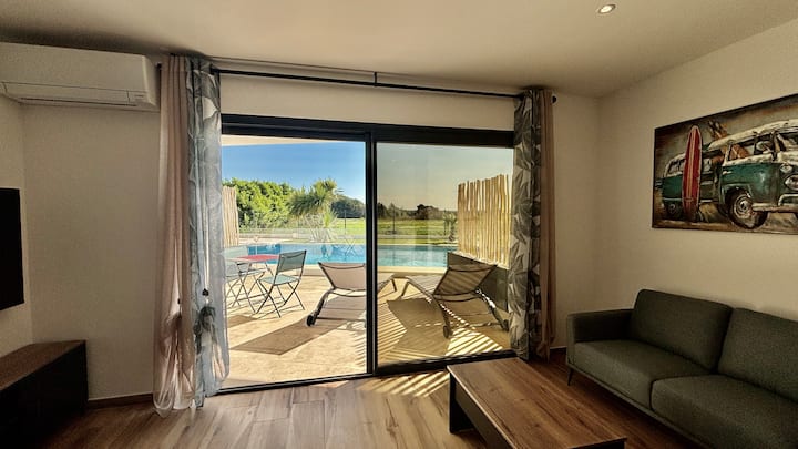 T2 éLégant, Terrasse Face Piscine, Clim, Wifi - Villeneuve-lès-Maguelone