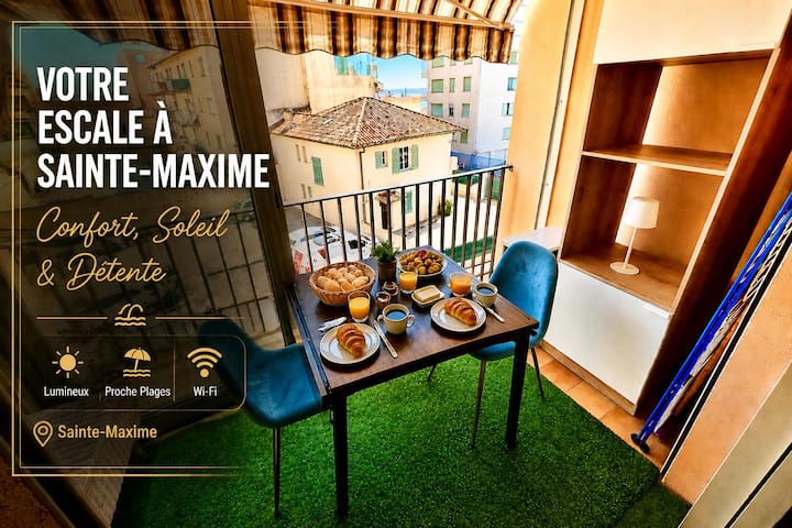 T2 Climatisé Avec Balcon • 2 Min Plage • Parking - Saint-Tropez