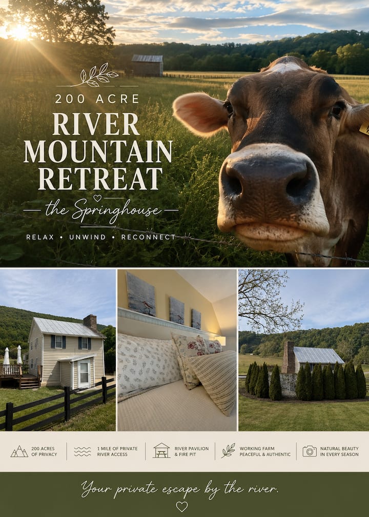 The Springhouse Cottage - 200 Acre River Retreat - Strasburg, VA
