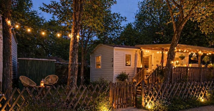 Mobilhome 8p, Vue Vignes, Rivière à Pied, Ardèche - Ruoms