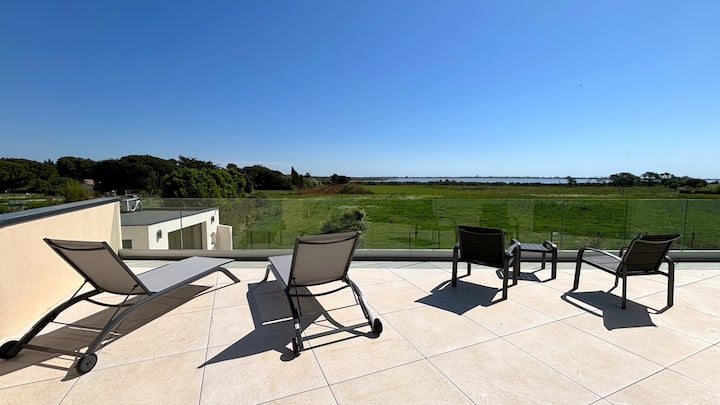 Suite Panoramique, Terrasse & Piscine, Clim, Wifi - Plage de Villeneuve-lès-Maguelone