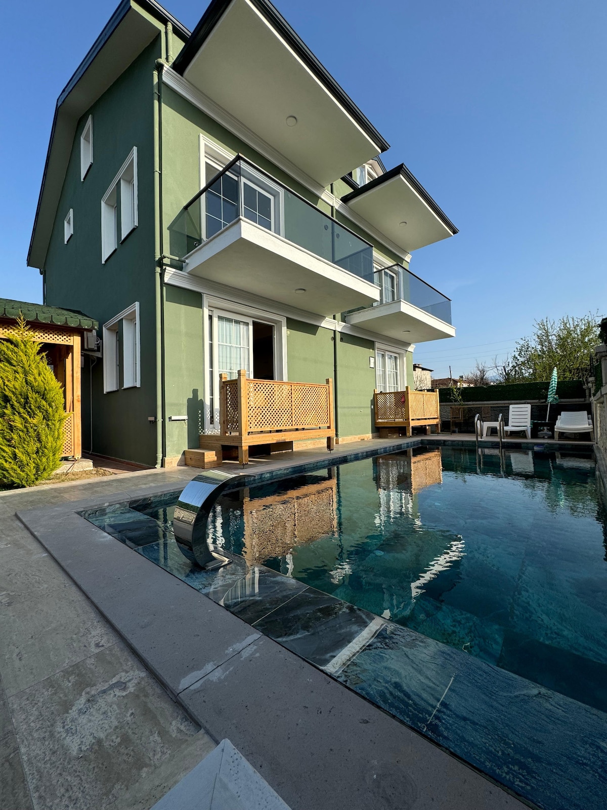 Our apartment has 1 room, 1 living room, a pool for 4-5 people, and a ...