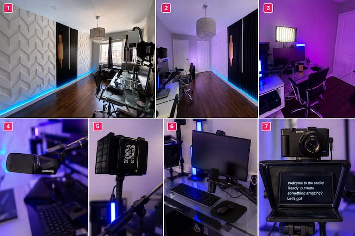 Modern Creator Studio W/ Podcast Setup+accent Wall - Bradford, ON, Canada