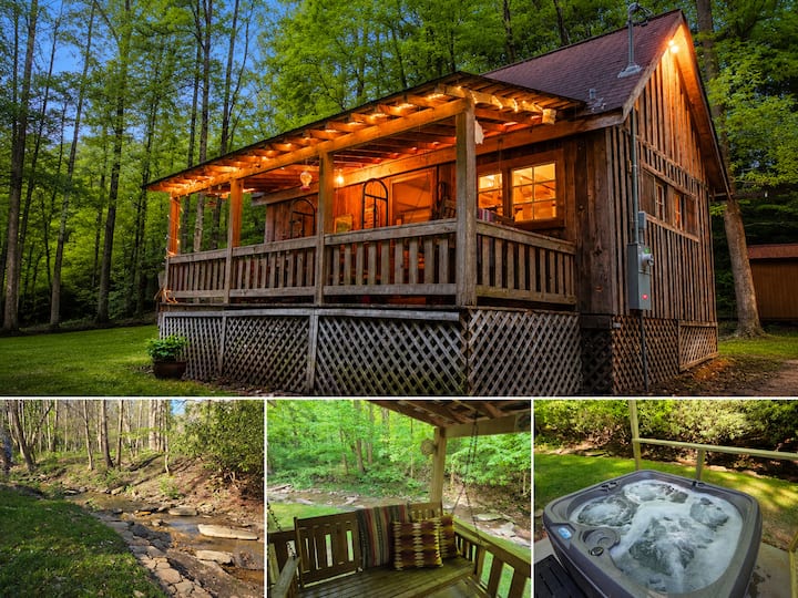 New! Sale! Creekside Cabin-hot Tub, Cozy, Private - Hawks Nest State Park, Ansted