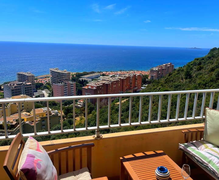 T2 Climatisé Avec Terrasse Vue Mer Incroyable - Ajaccio