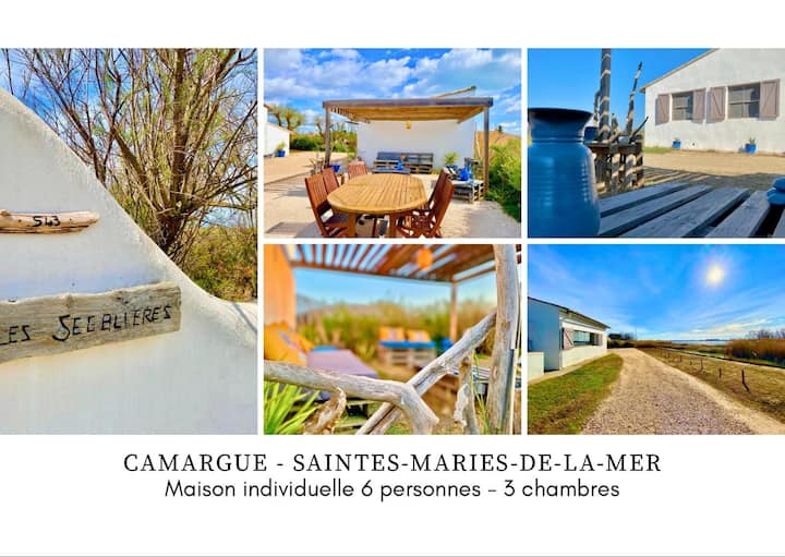 Maison Camargue  Sans Vis-à-vis Au Bord D'un éTang - Saintes-Maries-de-la-Mer