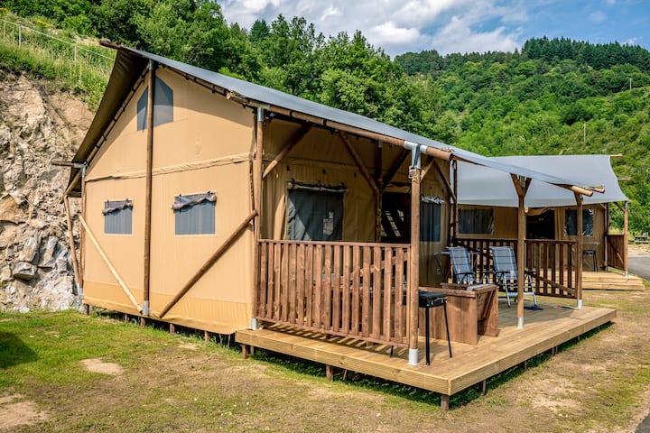 Camping L'ardéchois - Tente Lodge 6p Salle De Bain - Le Cheylard