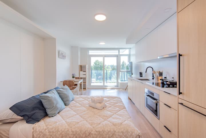 Air Conditioning | Brand New Queen Bed Studio - New Westminster