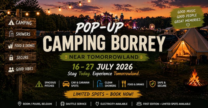 Pop-up Camping Near Tomorrowland – 2 Person Pitch - Bornem