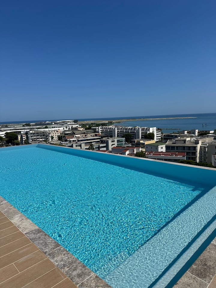Seaside View Studio Piscine Rooftop - Saint-Laurent-du-Var