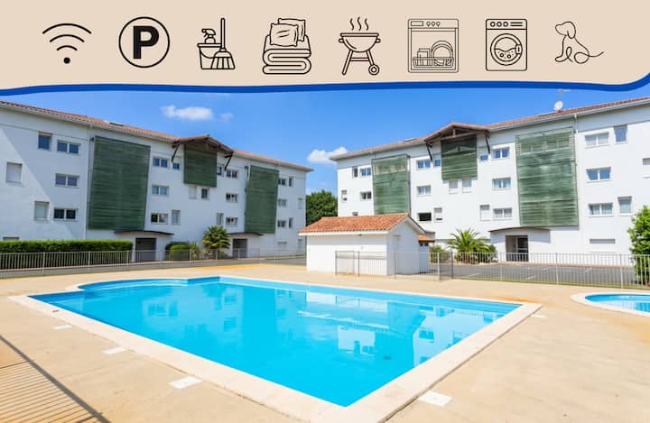 Appt Spacieux 8 Personnes, Piscine, Jardin, Wifi - Biscarrosse