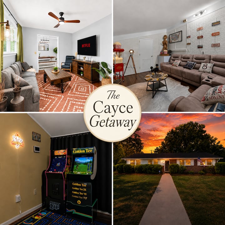 The Cayce Getaway | King Bed | Movie + Game Room - Columbia, SC
