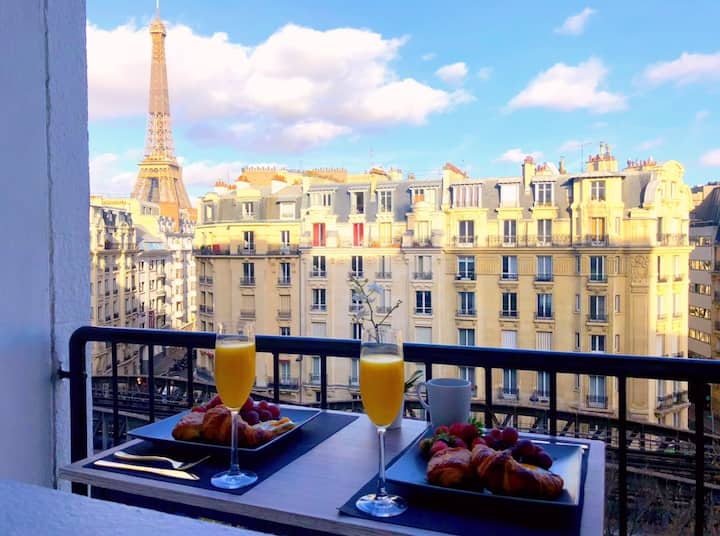 에펠탑의 가장 아름다운 전망 파리의 아파트에서 살아보기 Île De France 프랑스 에어비앤비