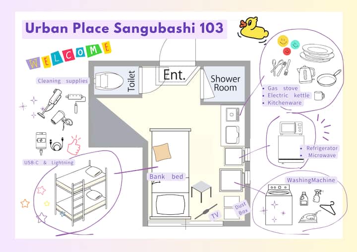（長期滞在用）新宿まで3分！｜渋谷区の便利なアパート｜参宮橋駅徒歩5分｜1～2名用【103】 - Tokyo