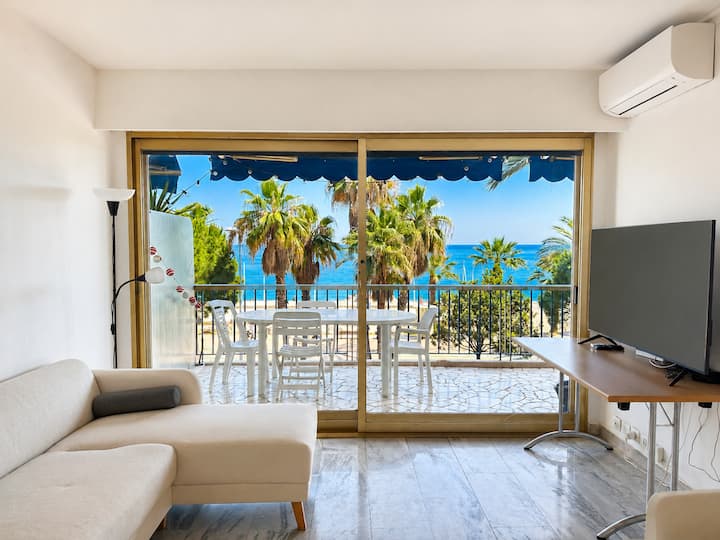 Sea View T2 Apt: Pool, Ac, Parking & Palm Vibe - Cagnes-sur-Mer