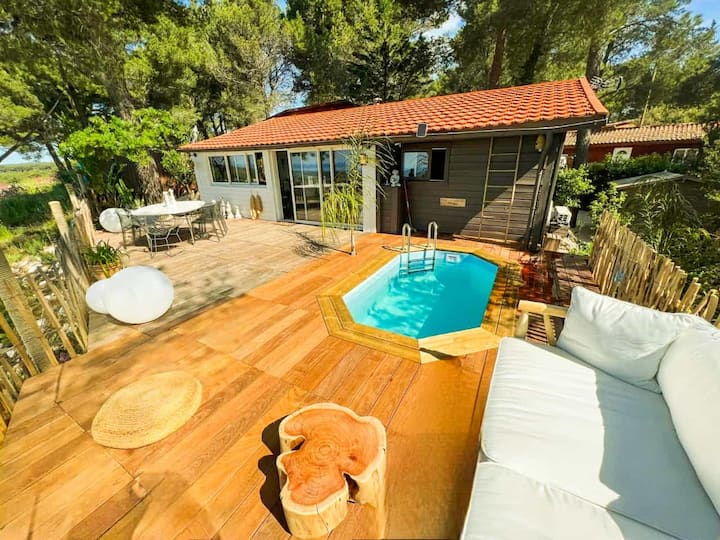 Chalet, Oasis Et Vue Mer, Piscine - Le Castellet